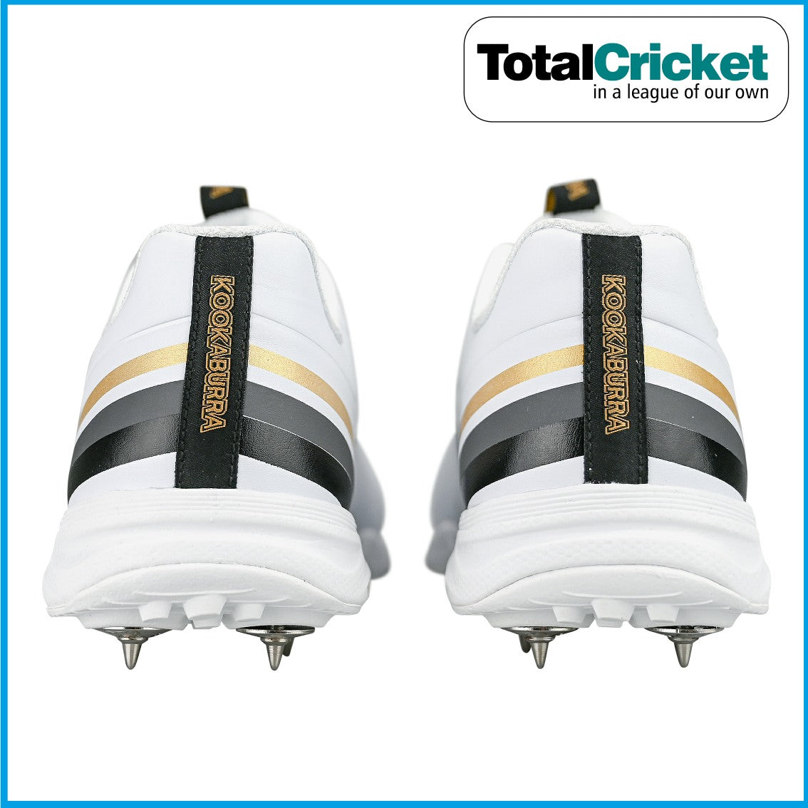 Kookaburra 2025 KC 3.0 Cricket Spikes WHITE/BLACK/GOLD – TotalCricket
